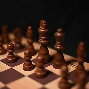 15" Wooden Chess Set with Weighted Chess Pieces, Folding Chess Board Set with Instructions & Storage Slots, Portable Travel Chess Sets for Adults and Kids