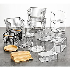 mDesign Spinning 2-Tier Lazy Susan Turntable Storage Tower, Rotating Organizer for Kitchen Cabinet, Counter, Sink, Table - Double Decker Carousel Pantry Organizer, Ligne Collection, Clear