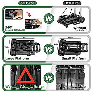 SELORSS 2-in-1 Foldable Hand Truck Utility Cart, Portable Grocery Shopping Cart with Wheels, Telescoping Handle and Removable Waterproof Bag, Collapsible Lightweight Large Capacity for Groceries