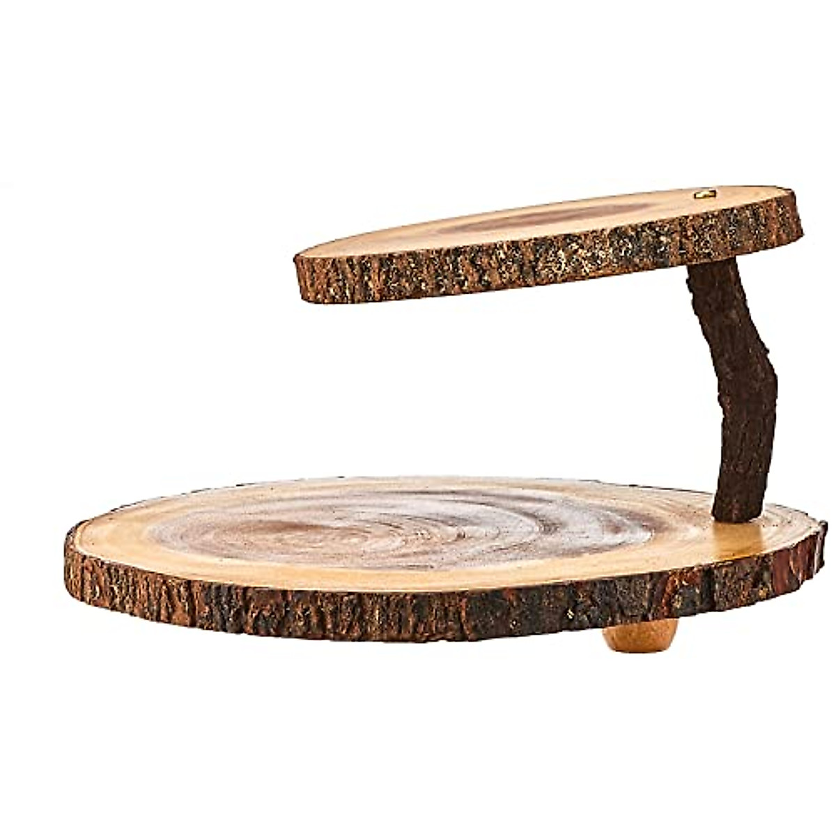 Lipper International Acacia 2-Tier Tree Bark Server for Meats, Cheeses, and Crackers,Acacia Tree Bark, 14"L x 14"W x 8"Th
