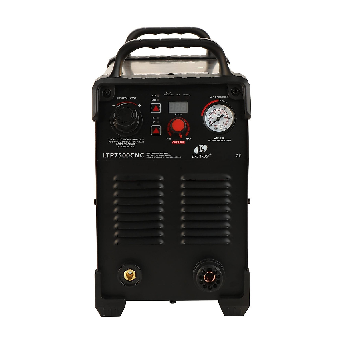 Lotos Supreme LTP7500CNC Non-Touch Pilot Arc CNC Enabled Digital Plasma Cutter, Support THC Torch Height, 220~250V, 1 inch Clean Cut, Brown