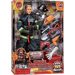 Click N' Play CNP30633 Search & Rescue Firefighter 12"" Action Figure Play Set with Accessories, 12 inches
