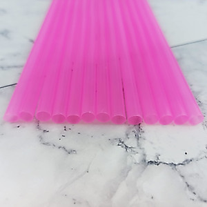 200PCS 10.2 Inches Disposable Decorative Pink Plastic Straws for Birthday Wedding Cocktail Party Supplies (0.23 * 10.2inch) (Pink)