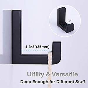 Angle Simple Robe Towel Hook Matte Black, Stainless Steel Clothing Towel Hanger, Wide Utility Hook, Hand Towel Holder for Bathroom Kitchen Office Cabinet, Modern and Farmhouse Style, Wall Mount