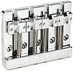 Fender HiMass 4-String Bass Bridge Assembly with Brass Saddles - Chrome