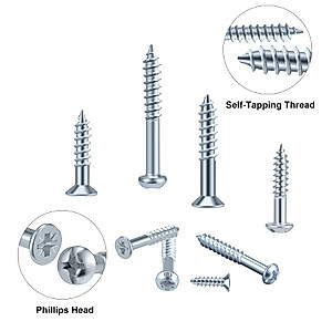FARRAY Wood Screws Assortment Kit, 224pcs Galvanized Phillips Screws Set, Wood Screws, Assorted Screws, Screw Kit, Assorted Wood Screws, Screw Set Assortment