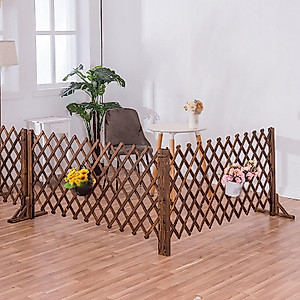 Expandable Wooden Fence, Freestanding Wood Garden Trellis Fencing, Fence Panel Partition Decorative, for Indoor Outdoor Garden Courtyard (Color : Natural, Size : 80x160cm)