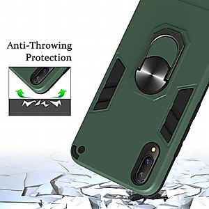 LEMORRY Case Compatible with Oppo Reno2 Case, Armor Cover Dual Layer Soft TPU Silicone + Hard PC Shell with 2in1 Ring-Stand & Car Holder, Shockproof Slim Fit Case Cover for Oppo Reno2, Green