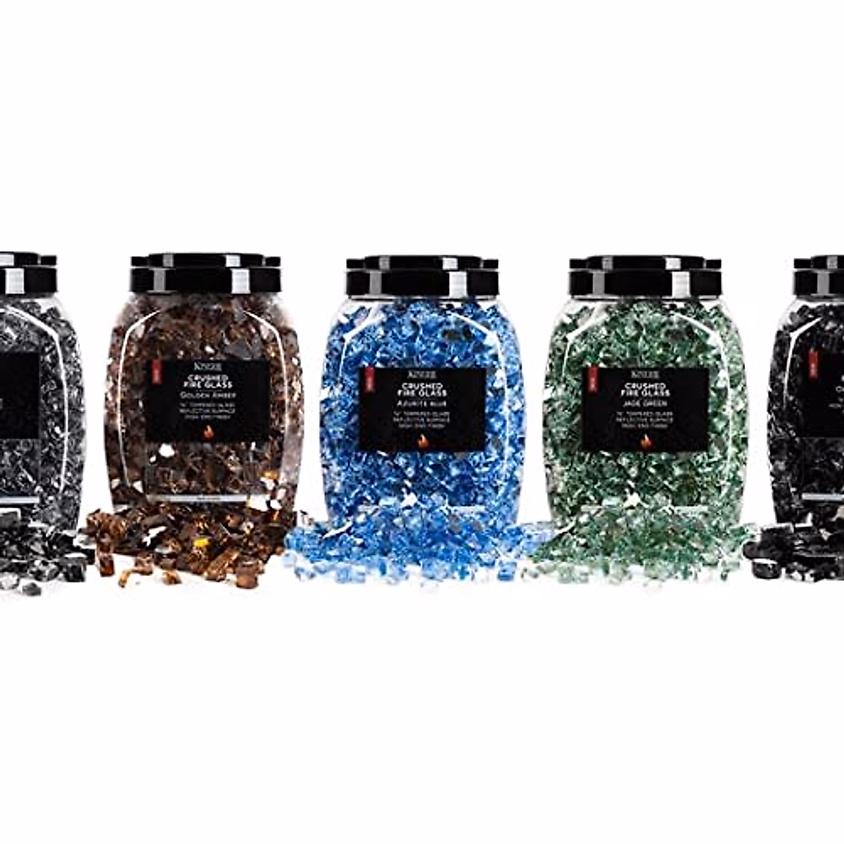 SHERBECK Fire Glass 1/2 Inch Reflective Tempered Fire Pit Glass Rocks for Propane or Gas Fire Pit 10 Pounds Cobalt Blue （Gift Package） Green