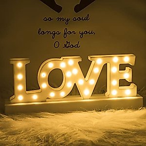 GUOCHENG Love Letter Decor Light LED Alphabet Love Marquee Light Sign Home Decorative Love Décor for Valentine's Day, Thanksgiving, Mother's Day