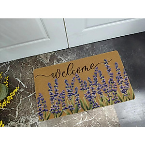Lavender-Welcome-Doormat Outdoor-Entrance - Coir-Non-Slip Seasonal-Spring Summer Indoor Home Decor Front Door Mats