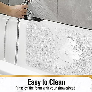 HITSLAM Shower mat Non Slip, 24 x 24 Inch Bathtub Mat Non Slip with Drain, Soft PVC Loofah Shower Bath Mat for Tub, Quick Drying Bathroom Shower Mat, White