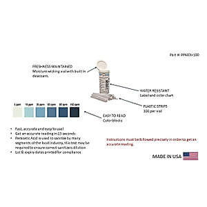 Peracetic Acid 0-160 ppm & Chlorine 0-200 ppm Test Strips [100 Strips of Each]