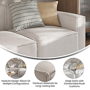 BizChair Fabric Right Chair Module for Sectional Sofa, Customizable Modular Couch Right Seat with Arm Rest, Cream