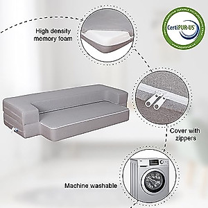 HonTop 10 Inch Folding Sofa Bed Memory Foam Couch Floor Modern Futon Sofa Bed, Full Sleeper Chair Bed for Living Room Bedroom