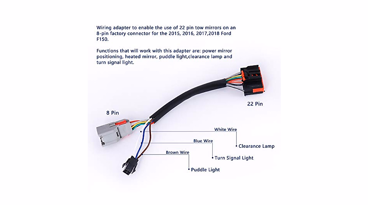 Ford F150 22-Pin Tow Mirror Connector Adapter