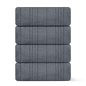 Oversized Bath Towel Set, 4 Piece Grey Extra Large Bath Towels 35"x70", Premium Microfiber Bath Towel Sheets, Ultra Soft, Highly Absorbent, Quick Dry, Bath Sheets Towels for Adults, Bathroom