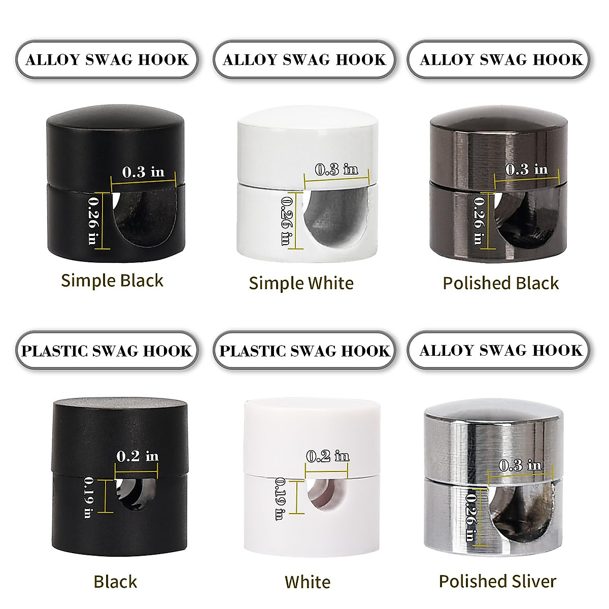 6 Pack Plastic Swag Hooks for Ceiling Hanging,Sangle Sopffy Lamp Hook for Hanging Pendant Lighting Fixture Ceiling Light Hook for Chandelier Ceiling Lights Cable,White