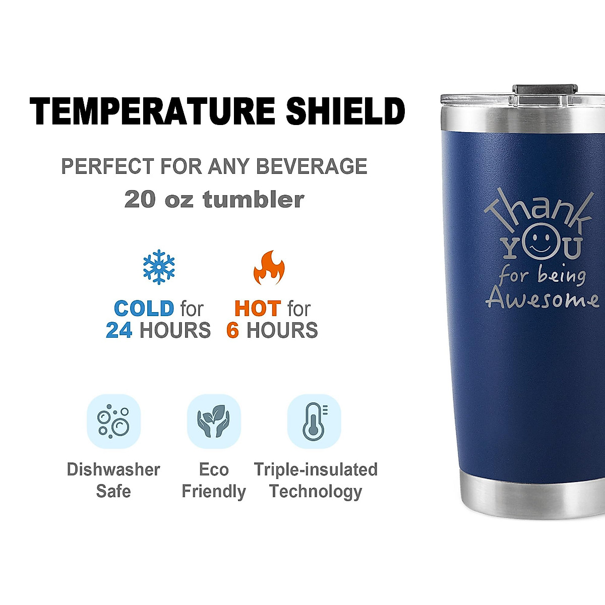 DLOCCOLD Thank You Gifts, Valentine's Day Gifts, Thank You for Being Awesome Tumbler, Administrative Day Gift