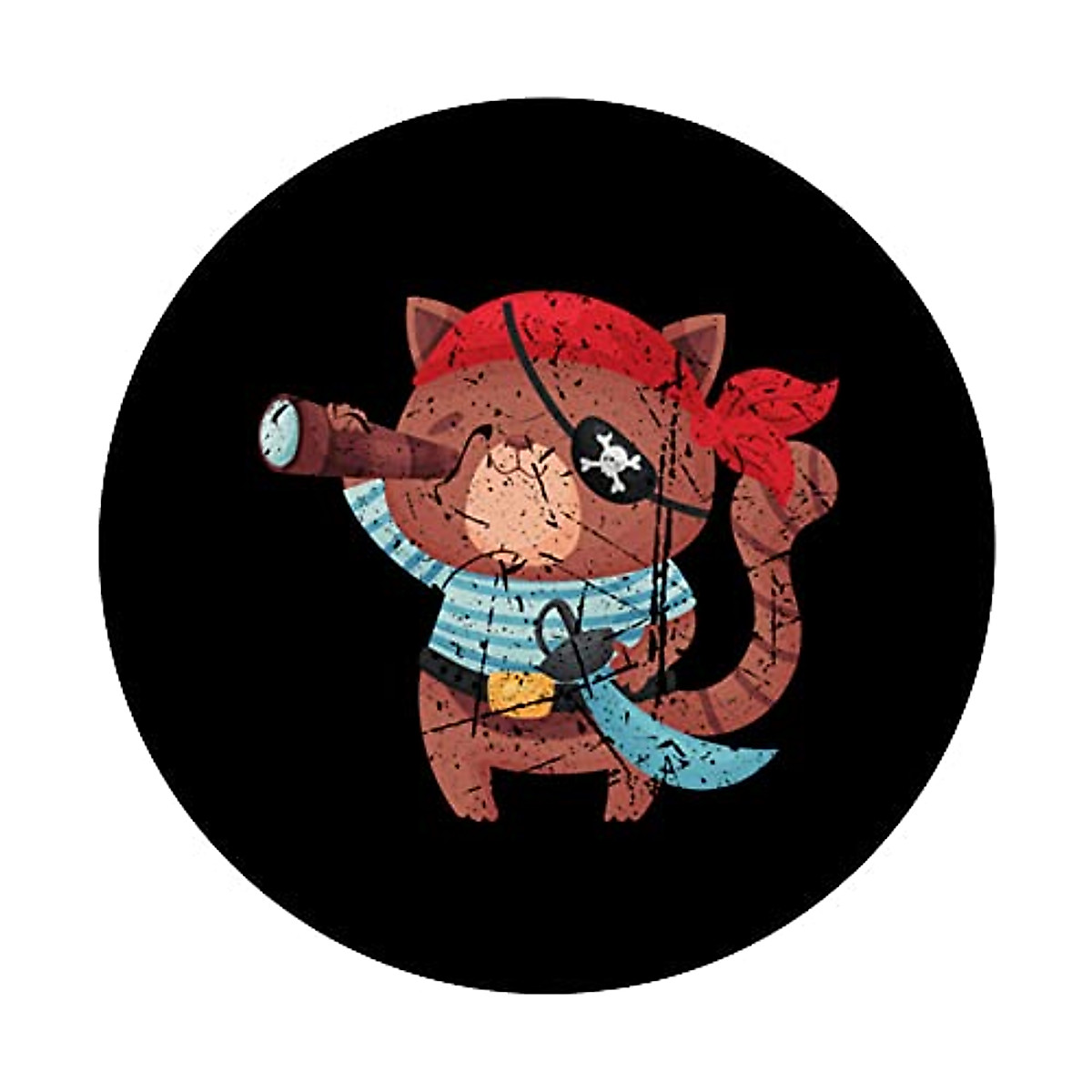 Animal Cute Brown Cat Pirate Cool Birthday Themed Party PopSockets Swappable PopGrip