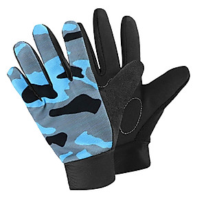 Accmor Kids Cycling Gloves, Kids Fishing Gloves, 4-10 Years Boys Girls Kids Sport Gloves, Breathable Non-Slip Full Finger Gloves for Child Cycling Climbing Riding Biking Outdoor, Blue Grey