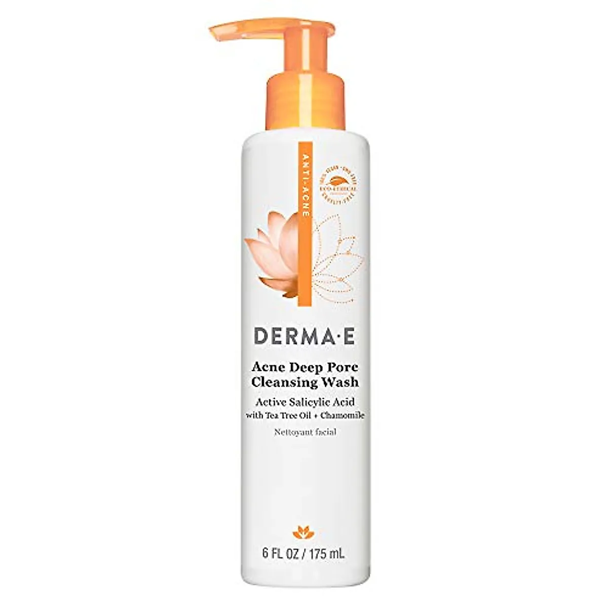 DERMA E Acne Deep Pore Cleansing Wash – Blemish Control Facial Cleanser with Salicylic Acid - Gentle Oil Control Face Wash Soothes and Balances Skin, 6 fl oz