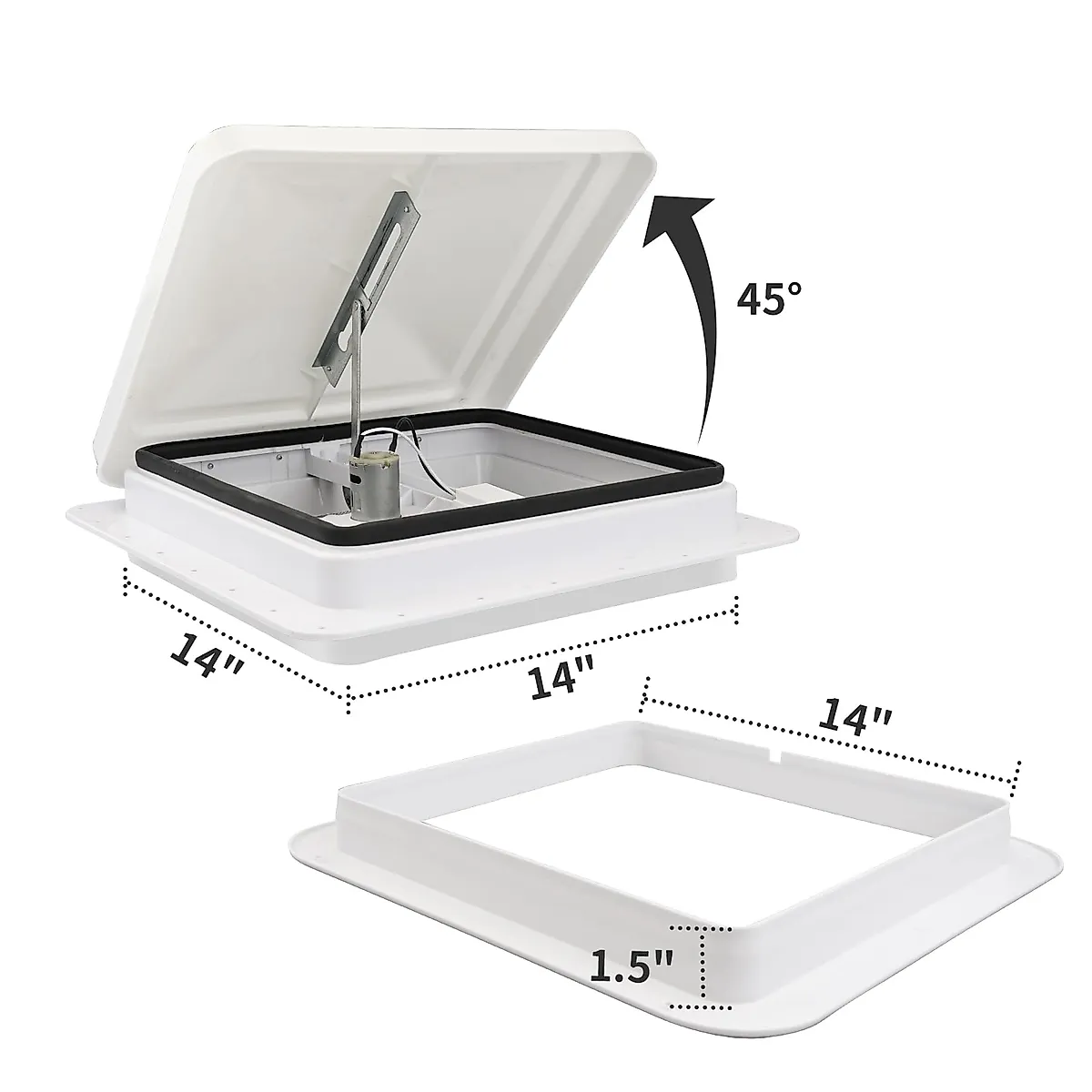 RVMATE 14" Remote RV Roof Vent Fan for RV/Camper/Trailer, Remote Control Reversible Exhaust RV Roof Vent Fan White with 12V RV Vent Fan 6" Blades