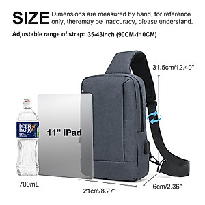 ecosmile Messenger Bag Sling Bag Crossbody Shoulder Bag for Men Women Travel Work Satchel Bags,Grey