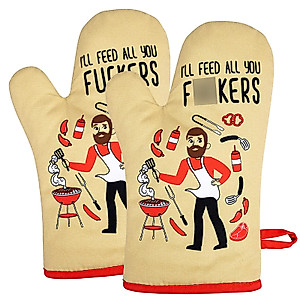 Miracu Funny Oven Mitts, Gifts for Chefs, Cooking BBQ Oven Mitt - Unique Cooking Gifts for Cooks Dad Brother Him - Funny Kitchen Gadgets, Manly Fathers Day, Housewarming, Grilling Chef Gifts for Men