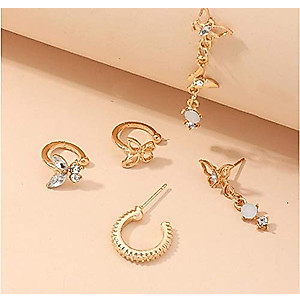 Cathercing Butterfly Earrings Set for Women Girls Butterfly Ear Cuff Earrings Huggie Small Dangle Hoops Hypoallergenic Earrings Lightweight Earrings Modern Jewelry Daily for Gift