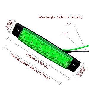 FXC 10x 6 LED Clearence Truck Bus Trailer Side Marker Indicators Light Tail Taillight Brake Stop Lamp 12V (Green)¡­