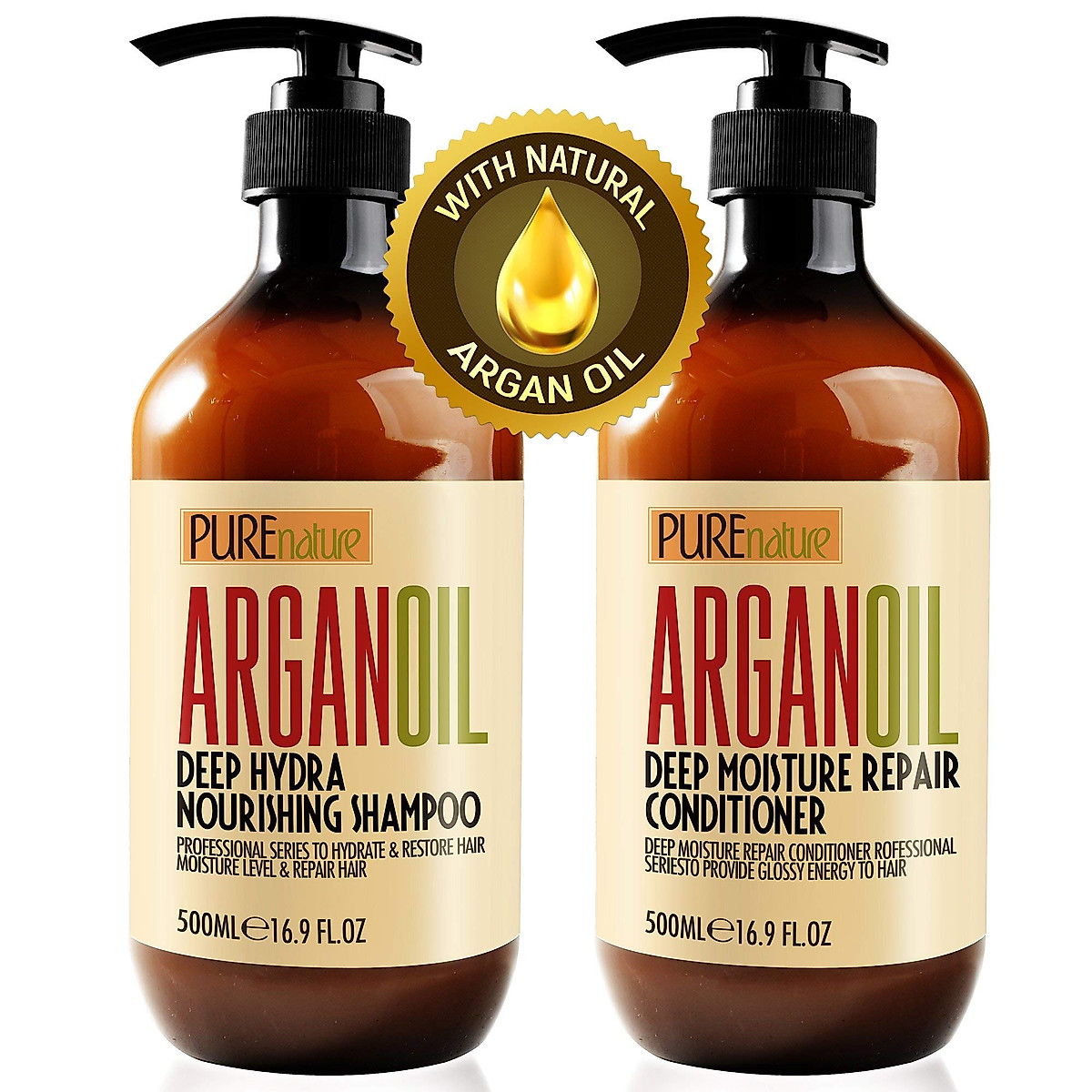 PURE NATURE Moroccan Argan Oil Shampoo and Conditioner Set