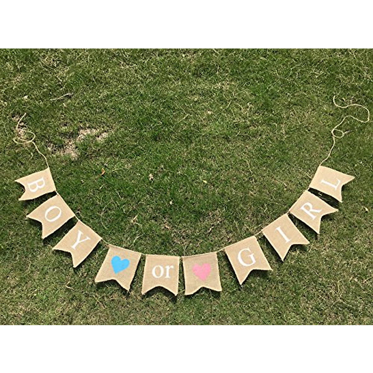 dealzEpic - BOY OR Girl - Rustic Burlap Banners for Baby Shower or Gender Reveal Party Decoration - Swallowtail Shaped Banners with Stitched Edges