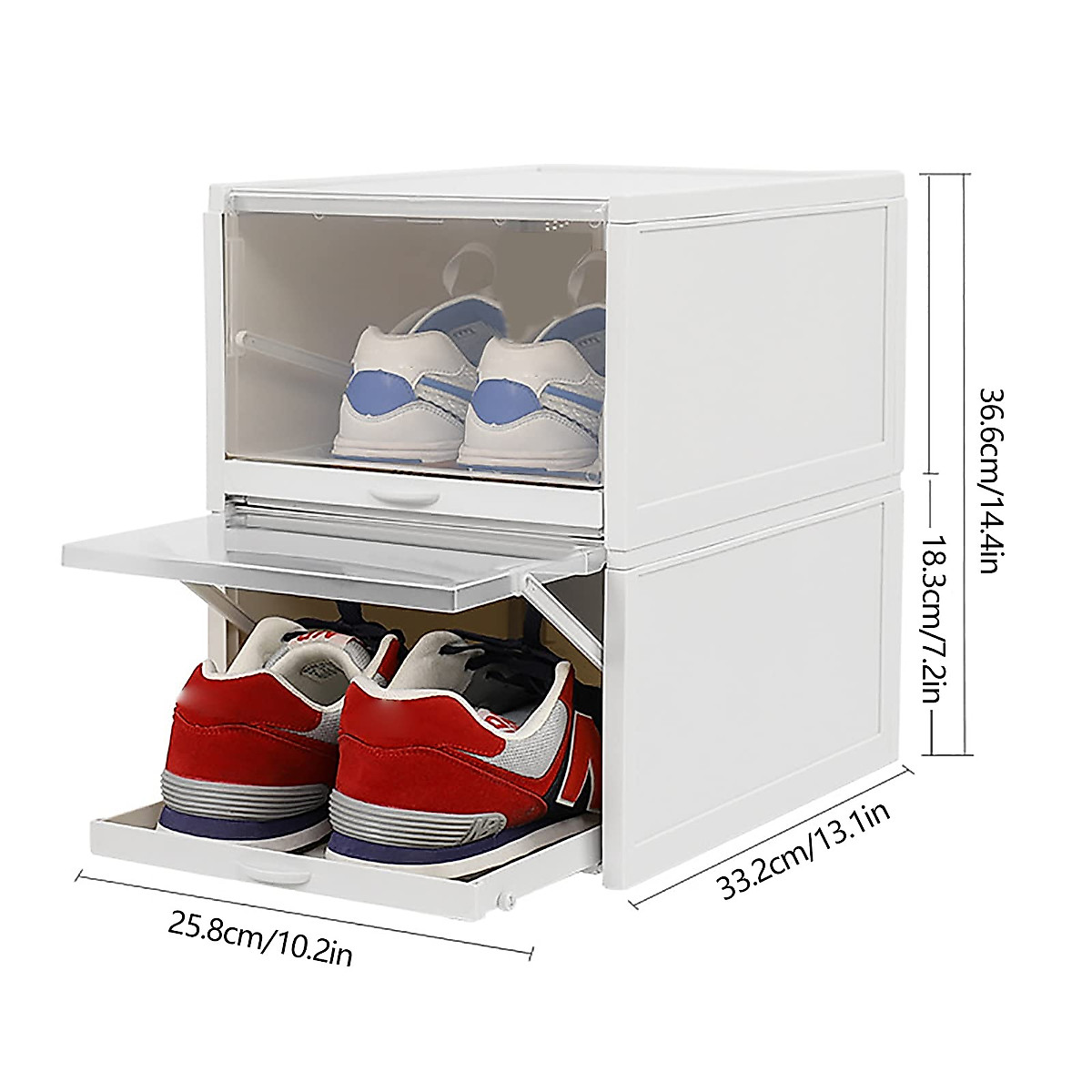 HarBin-Star Shoe Organizer Shoe Storage, 3 Pack Clear Plastic Stackable Shoe Box With Lids, Shoe Rack, Cajas Para Zapatos Organizador, Shoe Containers, Sneaker Storage, Shoe Display, Shoe Case(White)