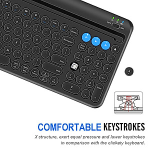 Arteck Wireless Bluetooth Keyboard for Windows, iOS, Android, Computer, Laptop, Smartphone - Multi-Functional with Built-in Cradle