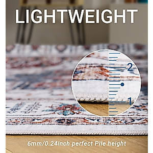 zesthome 8x10 Area rugs,Stain Resistant Washable Rug,Ultra-Thin Rugs for Living Room,Bedroom,Non-Slip Backing Home Decor Large Area Rug (Burgundy,8'x10')