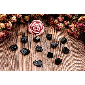 vuUUuv Natural Bulk Selenite Sticks & Black Tourmaline - Healing Crystals，Reiki， Cleansing Energy，Radiation Protection，Protection Grids (24 pcs)