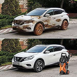 Pressure Washer Rock&Rocker 2150 PSI Electric Power Washer 1.6 GPM Portable Car Washer with Adjustable Spray Nozzle, Foam Cannon, IPX5 Car Washer Cleaner for Home/Car/Driveway/Patio Furniture