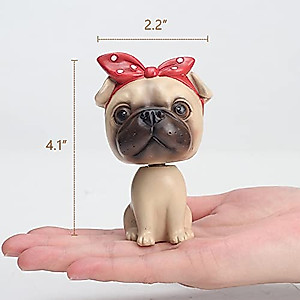KEYUM Cute Bobble Head Dog Car Dashboard Decoration Mini Bobbleheads Pug Figurine Funny Shaking Head Dog Toy Animal Puppy Home Office Desktop Resin Ornaments