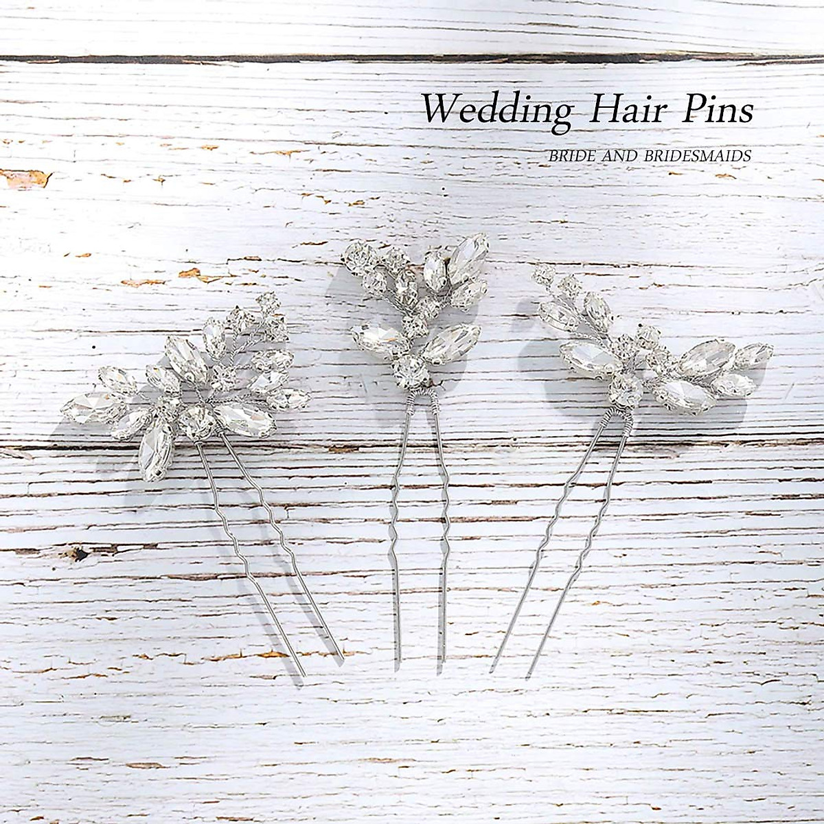 JAKAWIN Crystal Bride Wedding Hair Pins Silver Rhinestone Hair Piece Bridal Hair Jewelry Accessories for Women HP130 (Silver)