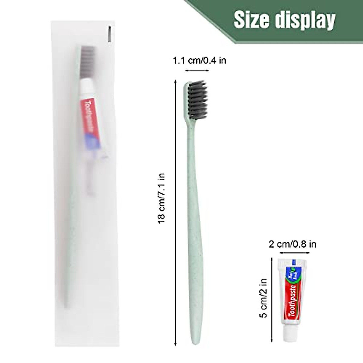 Xuezoioy Disposable Toothbrushes with Toothpaste,60Pack Green Individually Wrapped Disposable Travel Toothbrushes Kit in Bulk for Homeless,Nursing Home,Hotel,Charity