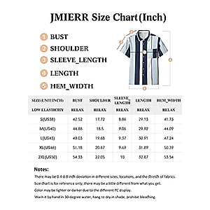 JMIERR Men's Hawaiian Striped Shirts Summer Casual Short Sleeve Button Down Beach Shirt with Pocket for Men, US 43(L), A2 Blue