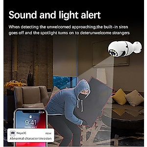 SXBCyan Wireless WiFi Light Bulb Camera,Security Camera for Home Surveillance,Spotlight E27 360 Degree Panoramic Wireless Security IP Camera (Size : 2mp Camera)