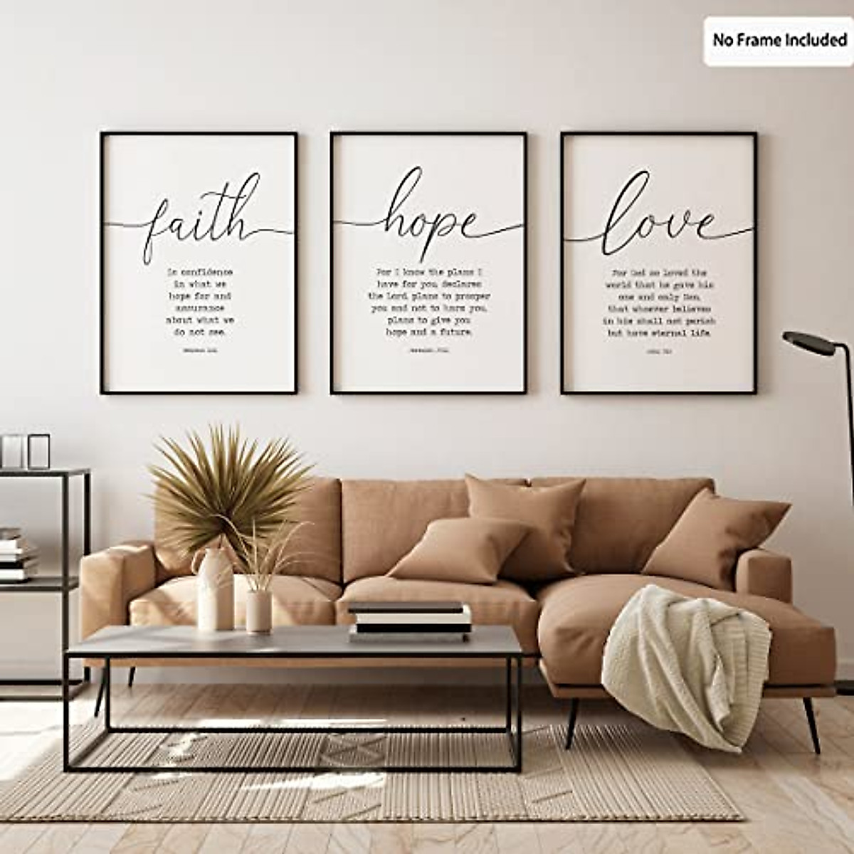 Faith Hope and Love Bible Verses 3 Piece Canvas Wall Art Decor Serenity Prayer Wall Art or Living Room Large Size Christian Art Religious Quotes Wall Decor Unframed Love Wall Art Prints 16x24inchx3
