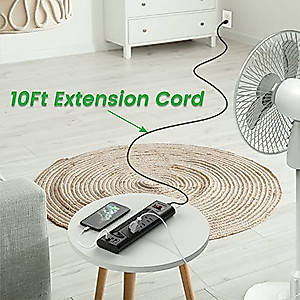 10 Ft Surge Protector Power Strip with USB, 7 Outlets and 3 USB Ports, SUPERDANNY 3-Prong Extension Cord, Wall Mountable for Home Office Dorm, Black