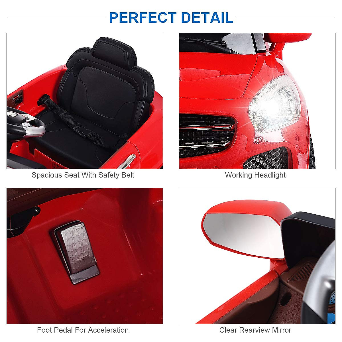 Costzon Kids Ride On Car, 6V RC Parental Remote Control & Foot Pedal Manual Modes, Battery Powered Vehicle w/LED Lights MP3 Functions, White