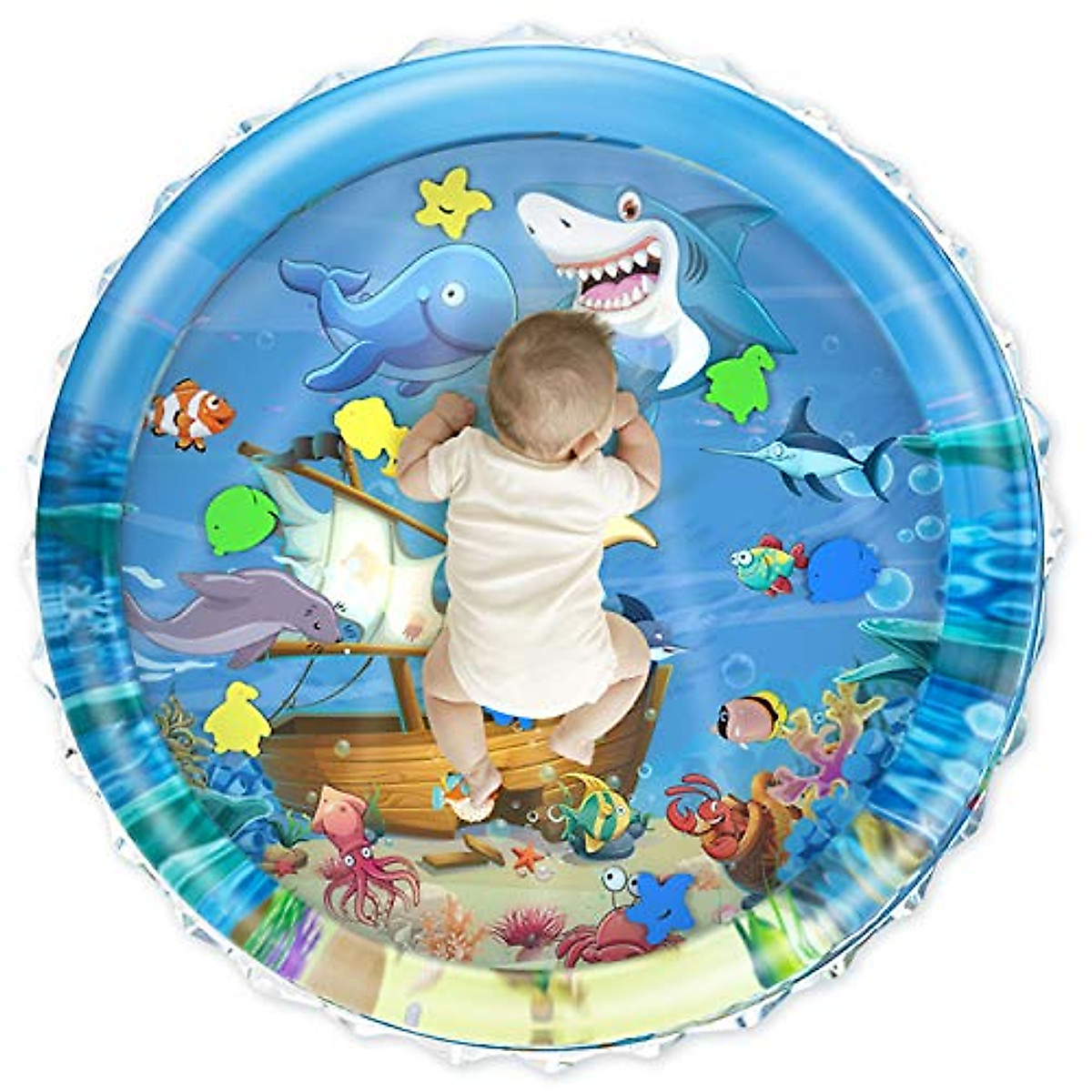 iHaHa 40''X40'' Baby Tummy Time Water Play Mat, Infant Baby Water Mat Toys for 0 3 6 9 12 Months Newborn Infant Toddler Boy Girl