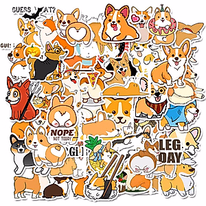 50Pcs Corgi Puppy Printed Assorted Stickers Pack, Self Adhesive Water Bottle Laptop Suitcase Automobile Fridge Skins Corgi 1size