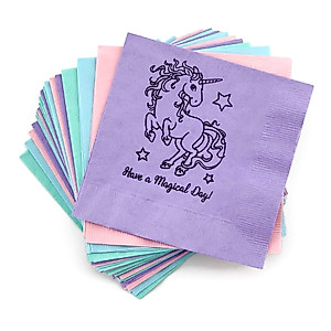 Stesha Party Pastel Unicorn Birthday Party Beverage Paper Napkins (24 Pack)