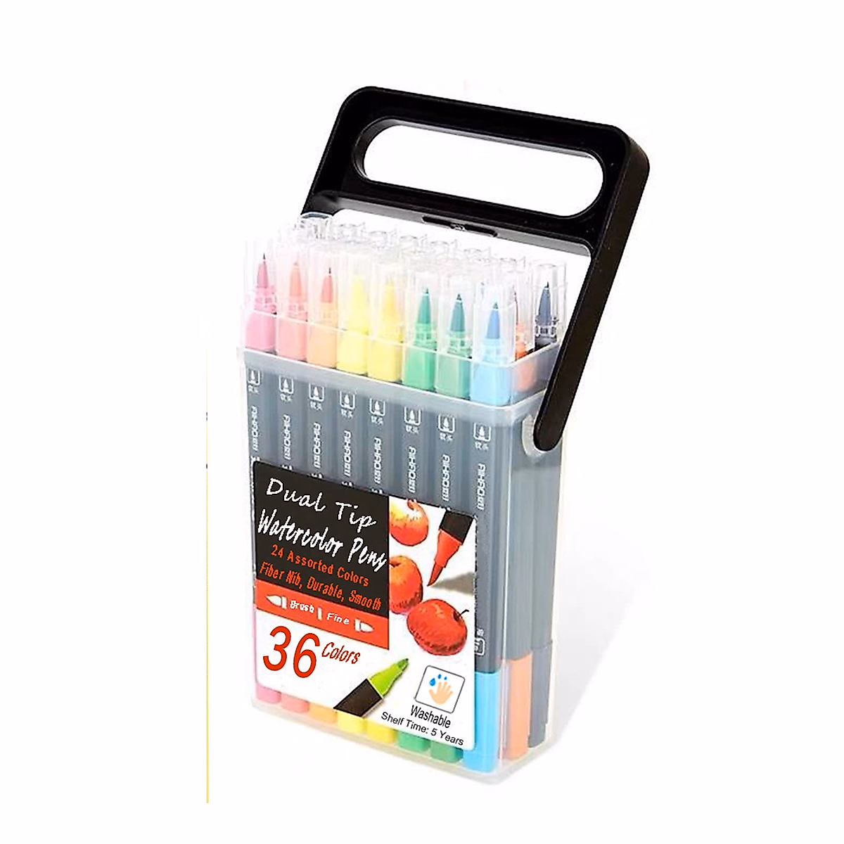 Kekelele WQIYA Dual Tip Markers for Kids, Washable Markers Set, Art Markers with Stand Portable Box, Gift For Kids (36 Colours)